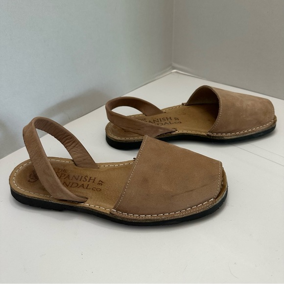 The Spanish Sandal Co | Shoes | Classic Tan Peep Toe Nubuck Sandals ...